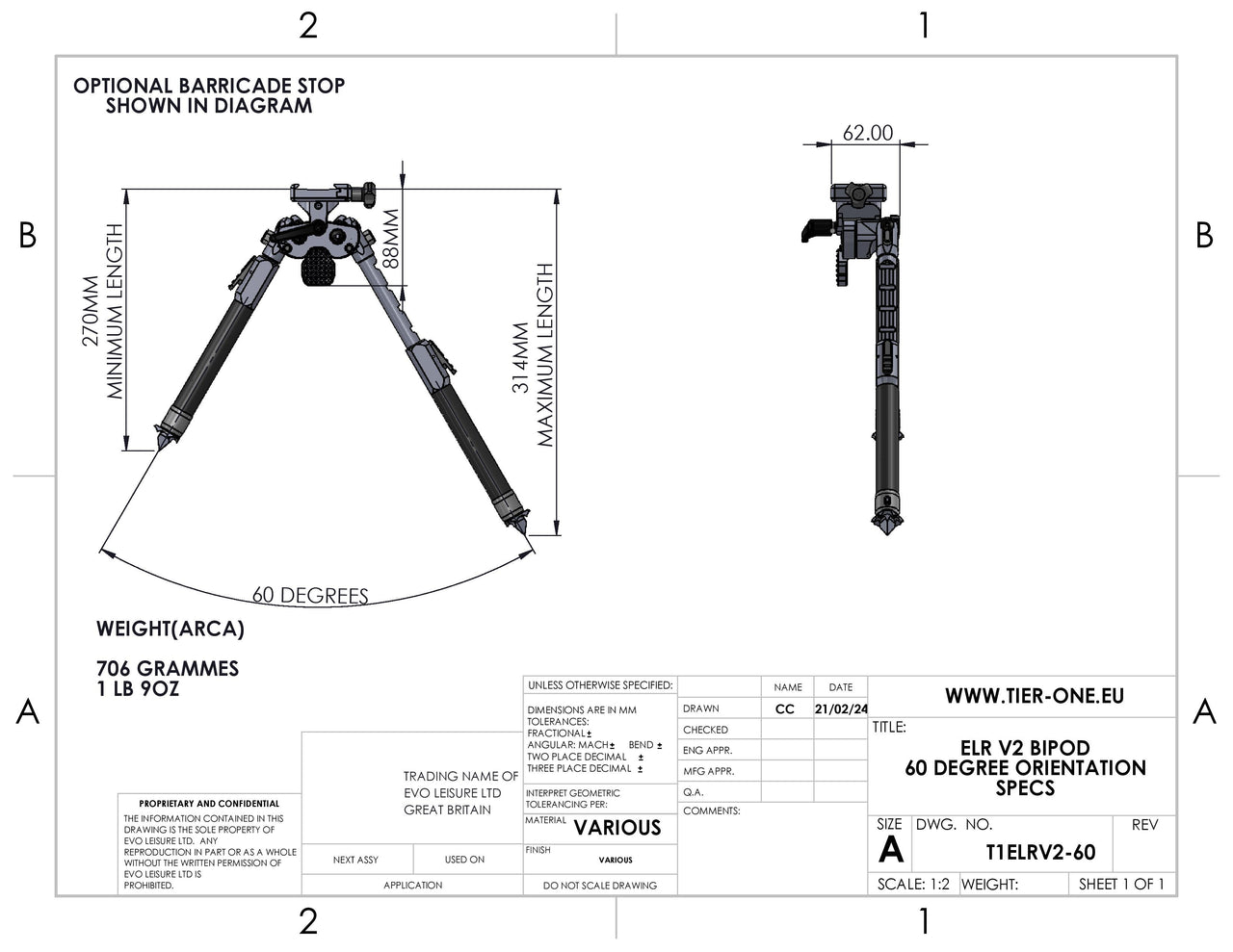 Best ELR Precision Rifle Arca Bipod - Tier One®