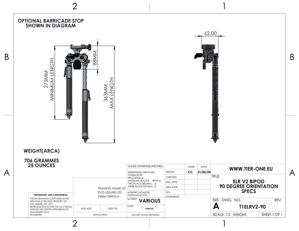 Best ELR Precision Rifle Arca Bipod - Tier One®